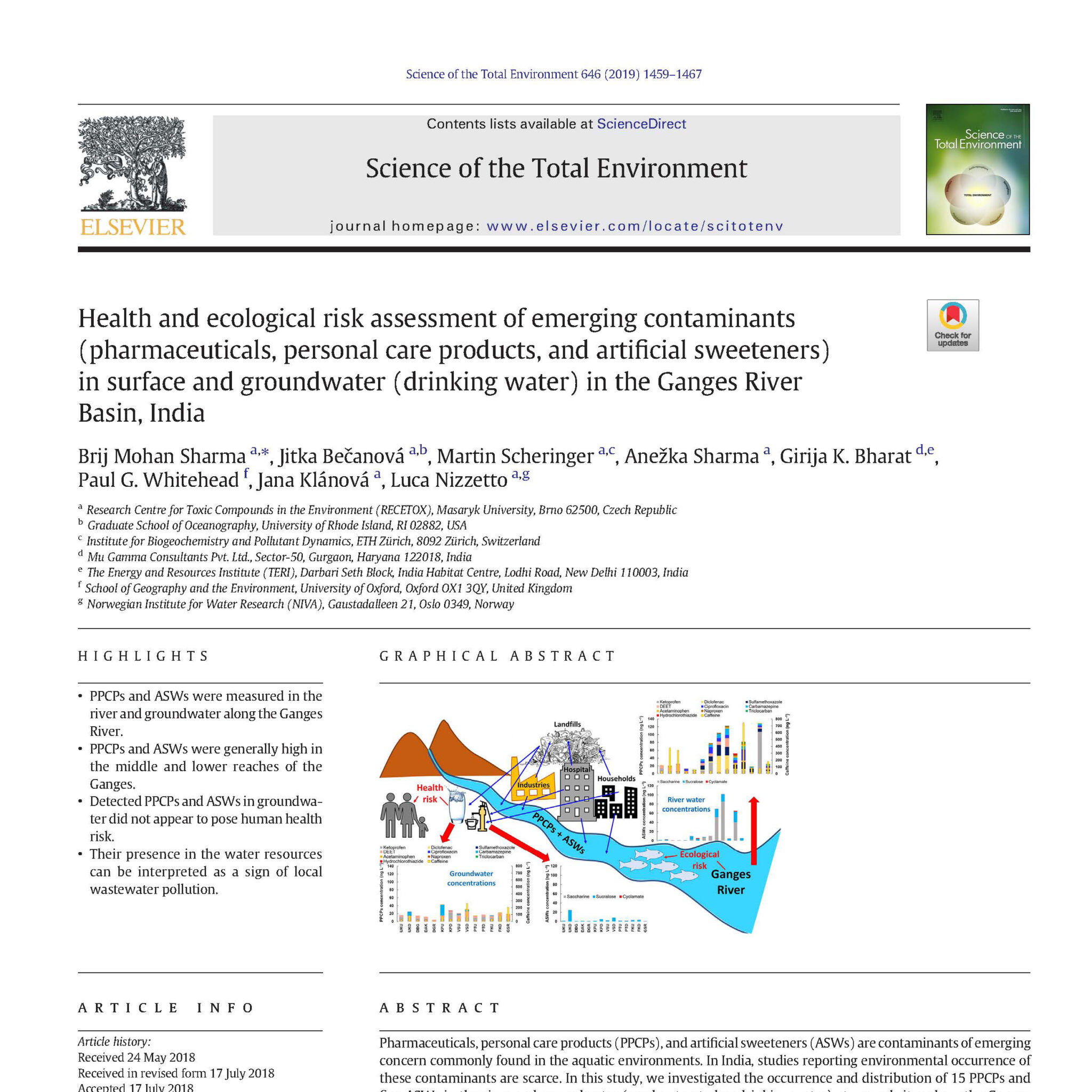 Health and ecological risk assessment of emerging contaminants ...